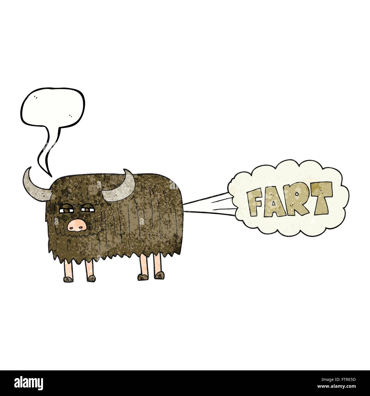 freehand speech bubble textured cartoon hairy cow farting Stock Vector ...