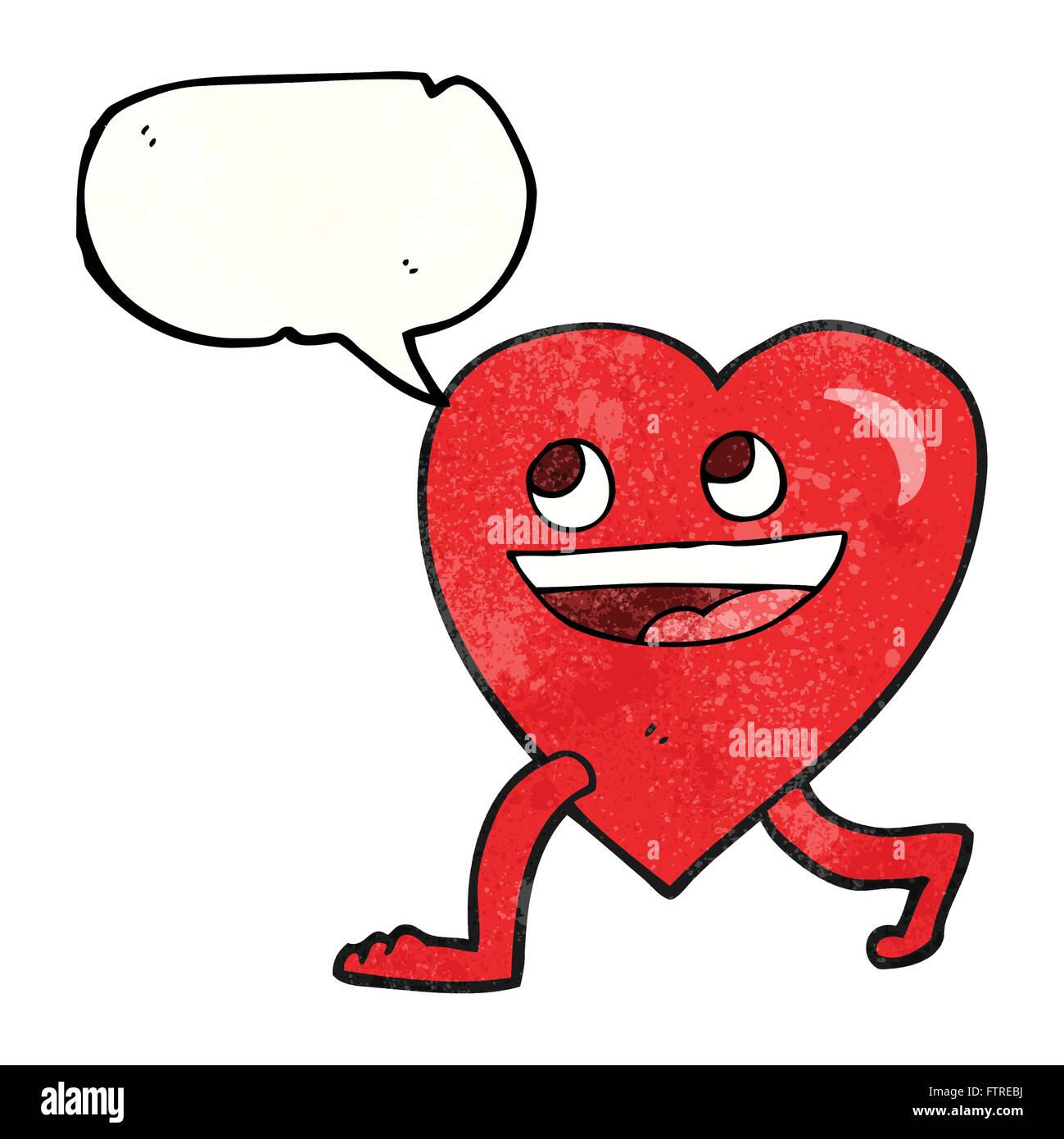 freehand speech bubble textured cartoon walking heart Stock Vector ...
