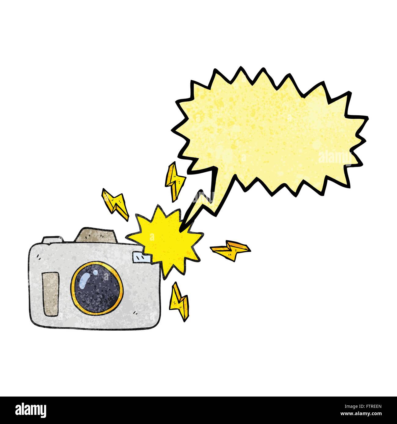 freehand speech bubble textured cartoon flashing camera Stock Vector ...