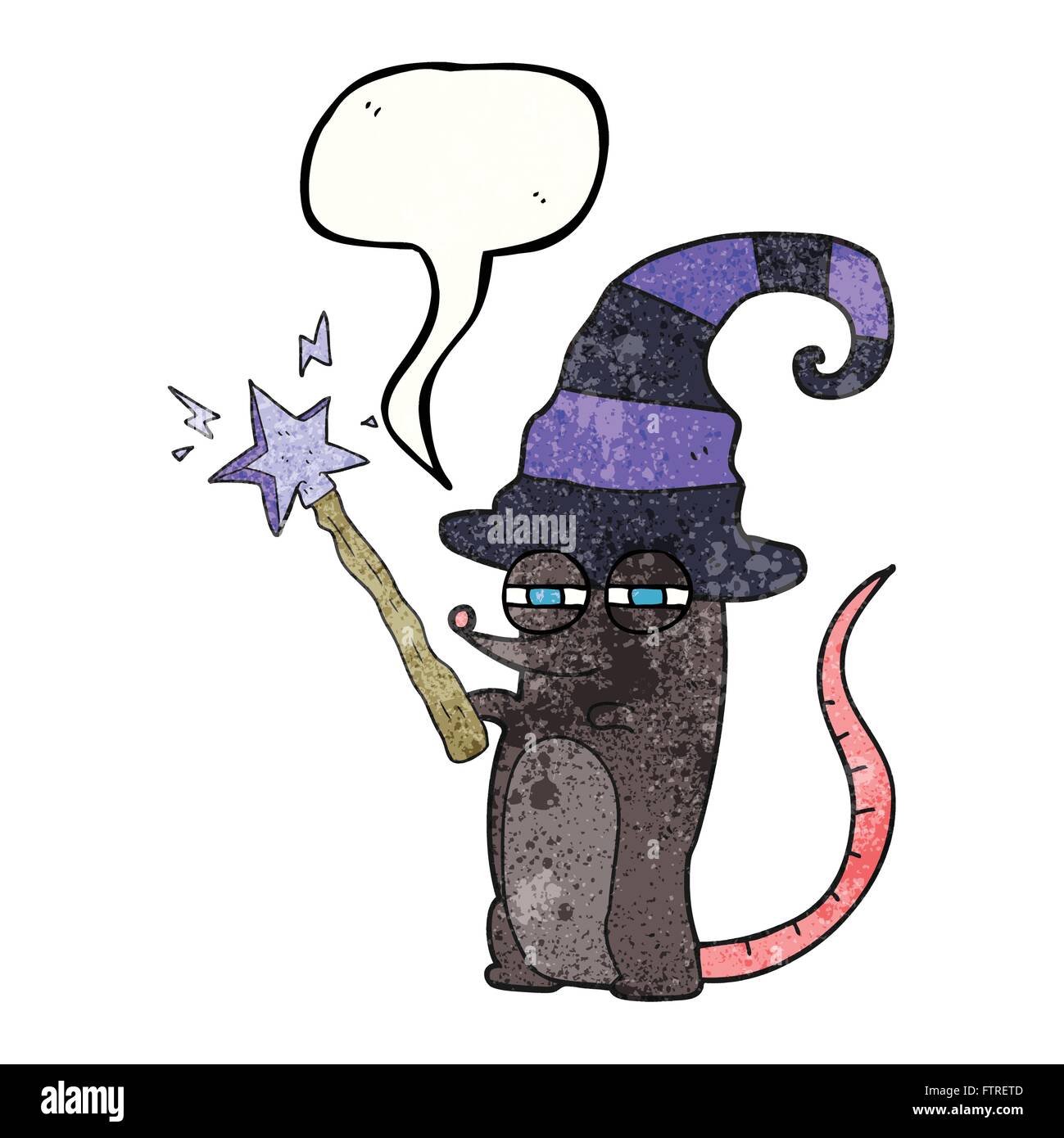 freehand speech bubble textured cartoon magic witch mouse Stock Vector ...