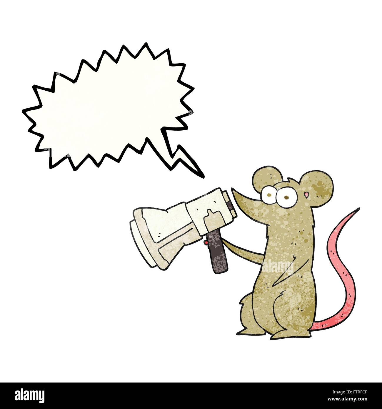 freehand drawn texture speech bubble cartoon mouse with megaphone Stock ...