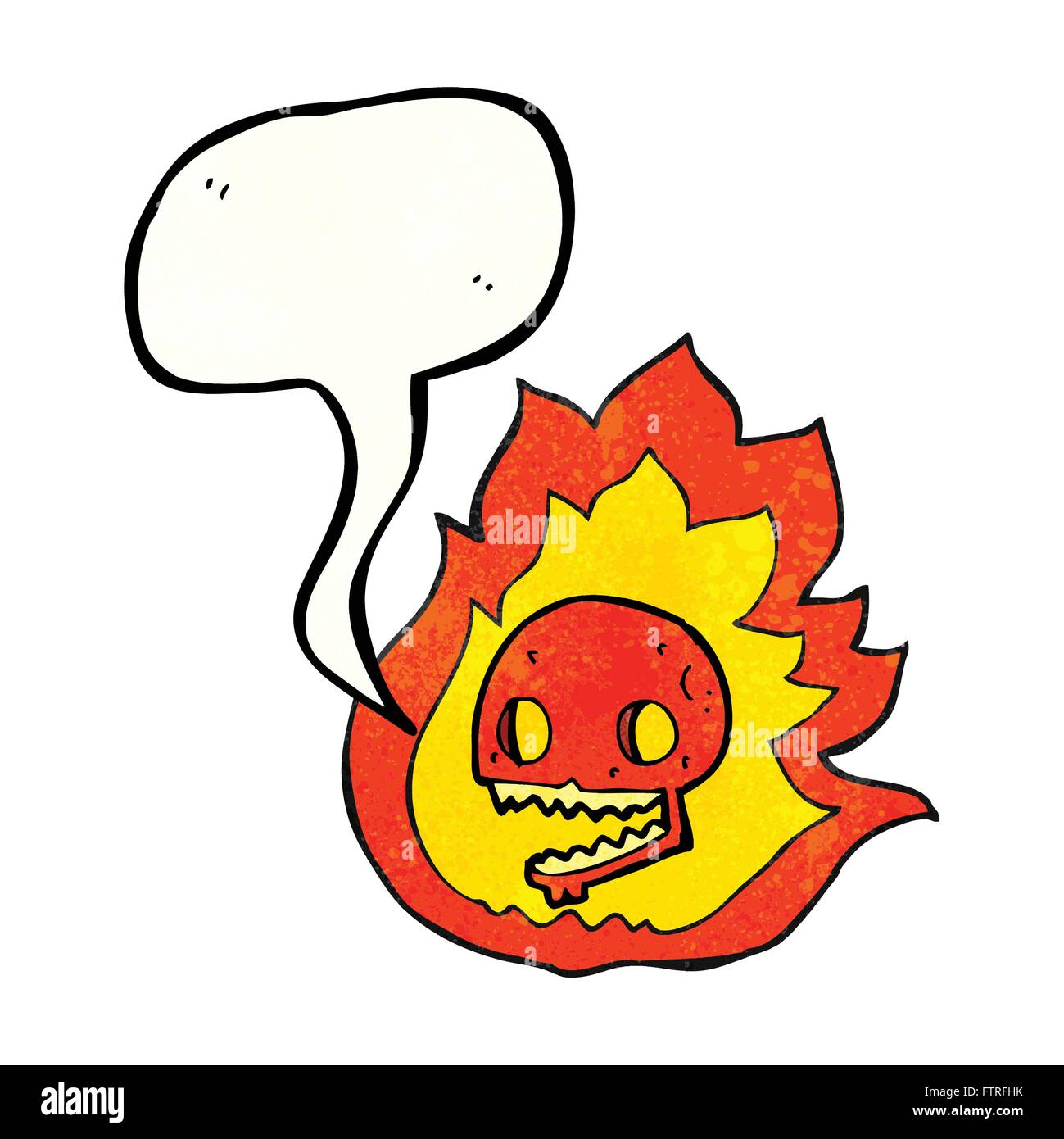 freehand drawn texture speech bubble cartoon burning skull Stock Vector ...