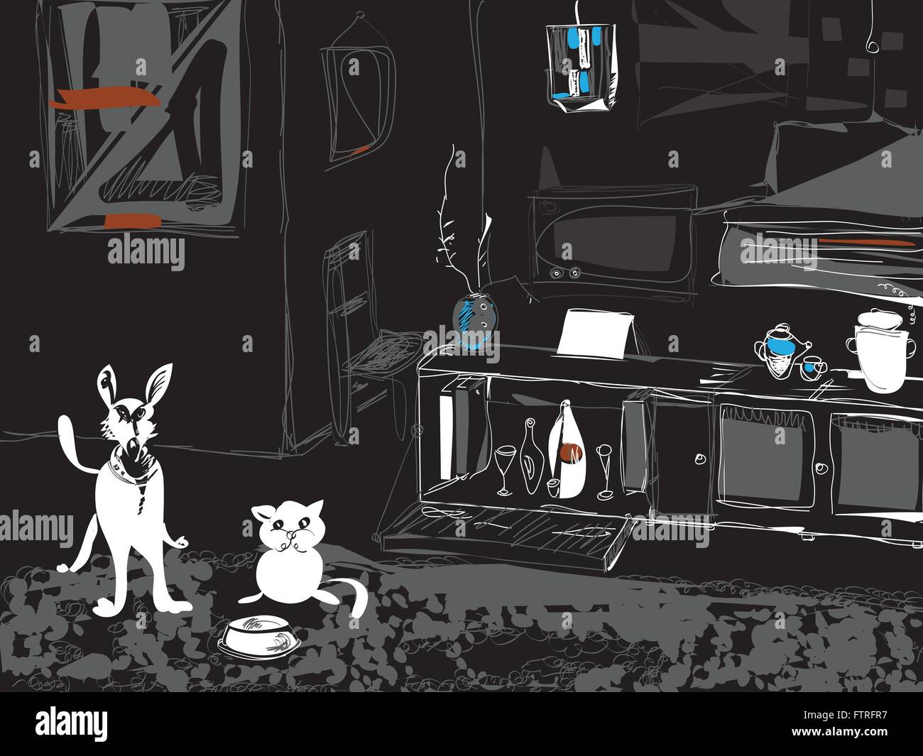 Pets in the room Stock Vector Images - Alamy