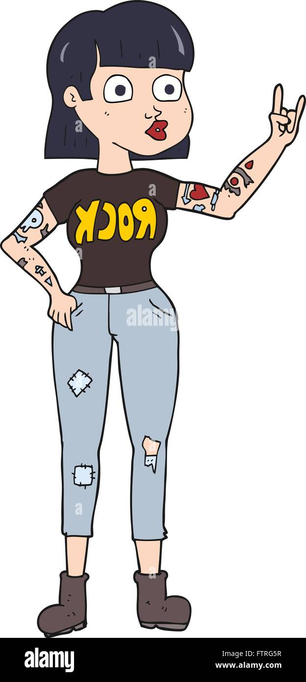 freehand drawn cartoon rock girl Stock Vector Image & Art - Alamy