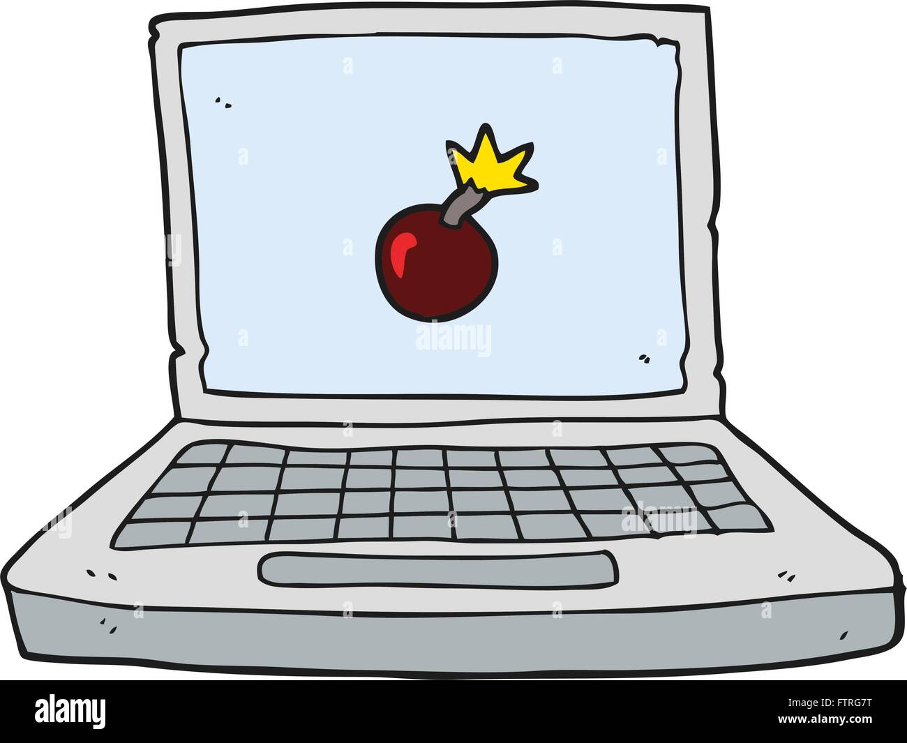 freehand drawn cartoon laptop computer with bomb symbol Stock Vector ...