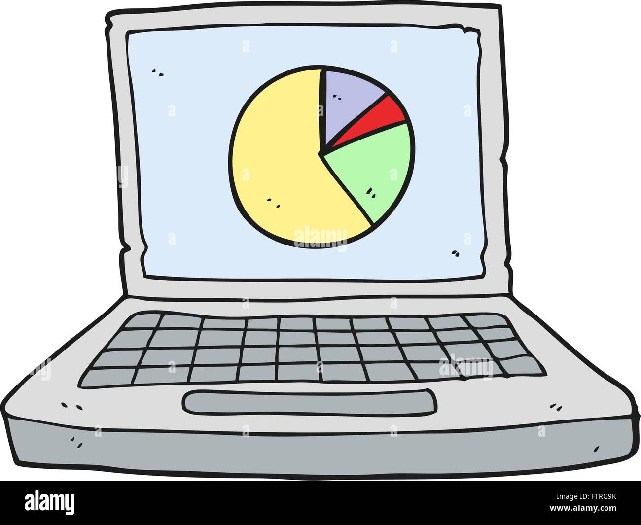 freehand drawn cartoon laptop computer with pie chart Stock Vector ...
