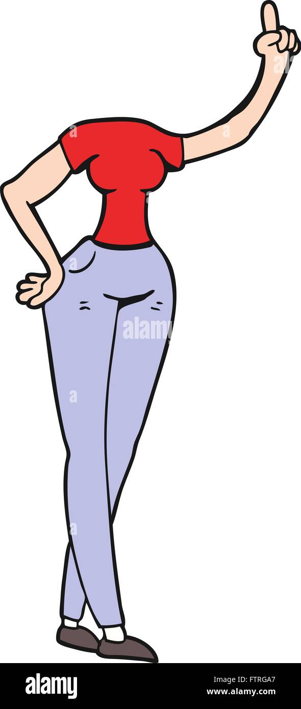 freehand drawn cartoon female body with raised hand Stock Vector Image ...