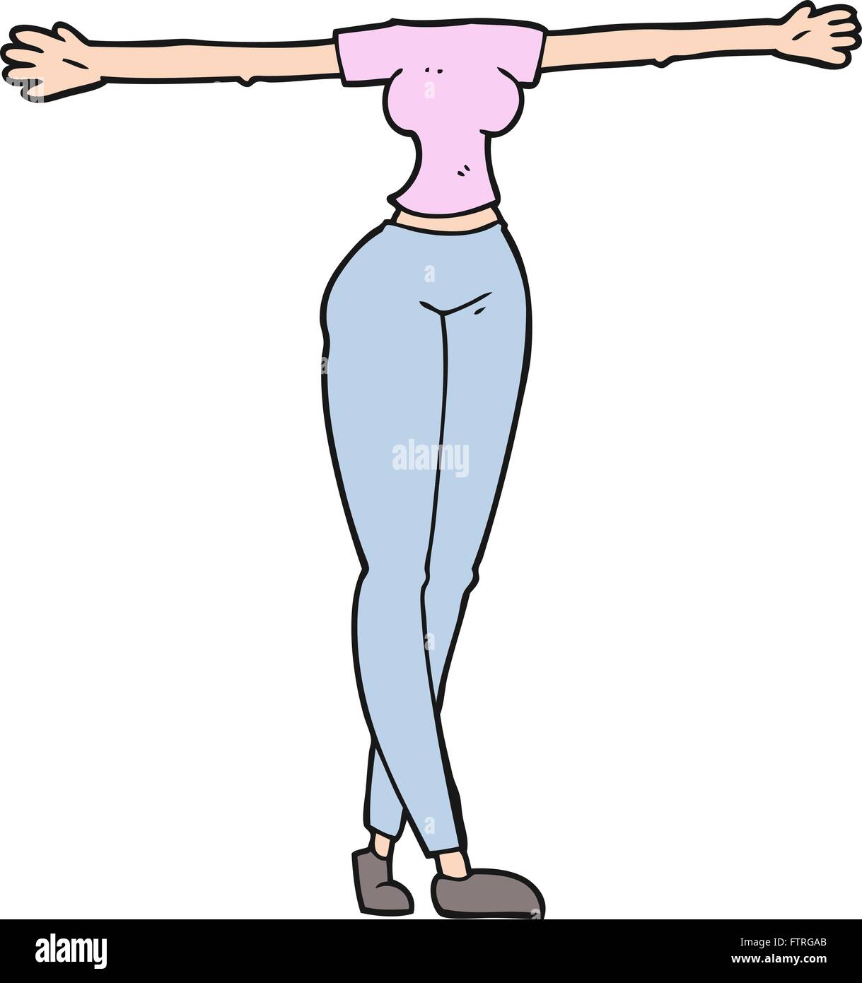 freehand drawn cartoon female body with wide arms Stock Vector Image ...