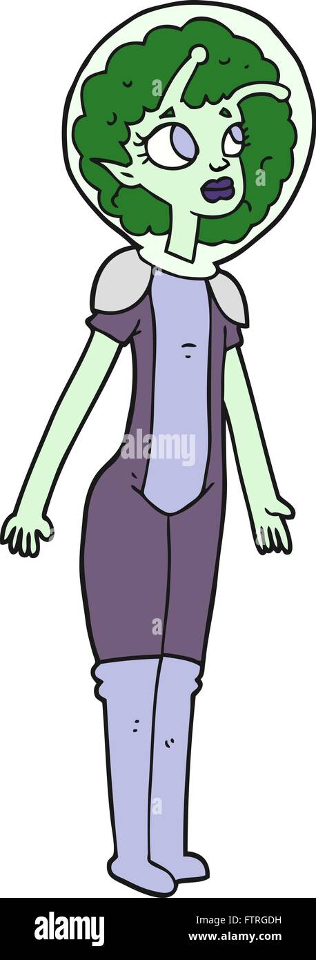freehand drawn cartoon alien space girl Stock Vector Image & Art - Alamy