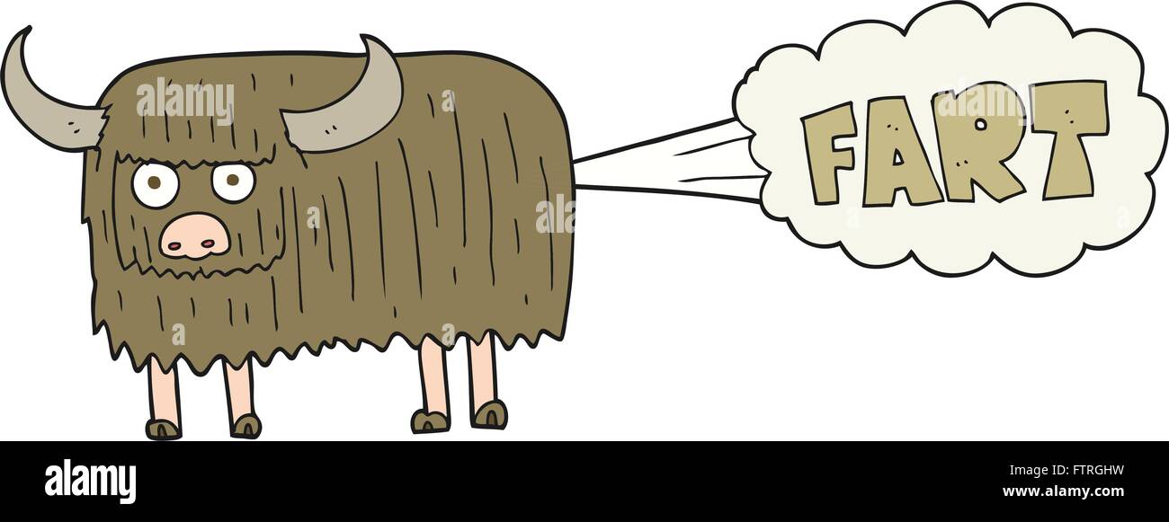 freehand drawn cartoon hairy cow farting Stock Vector Image & Art - Alamy
