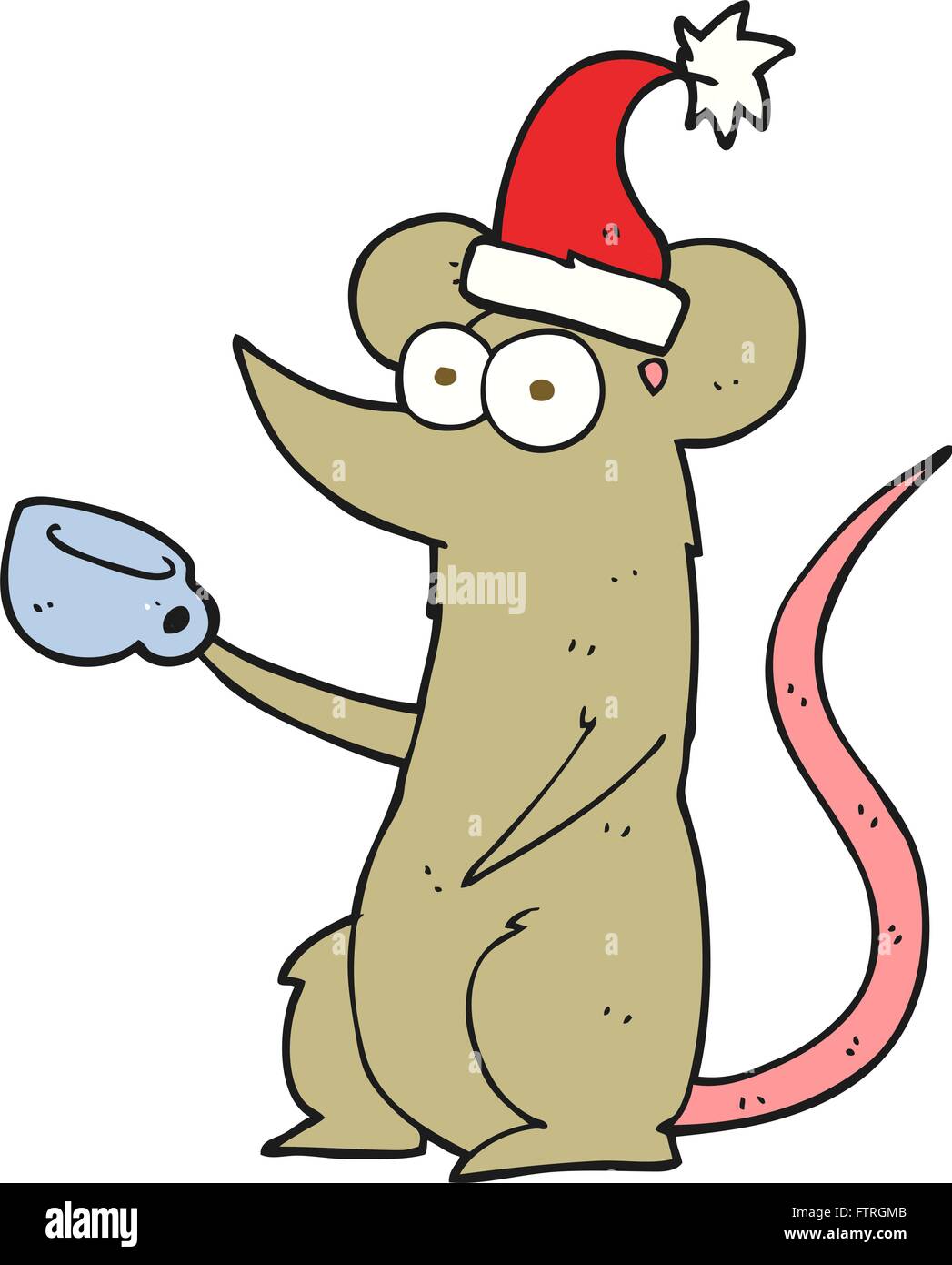 freehand drawn cartoon mouse wearing christmas hat Stock Vector Image ...