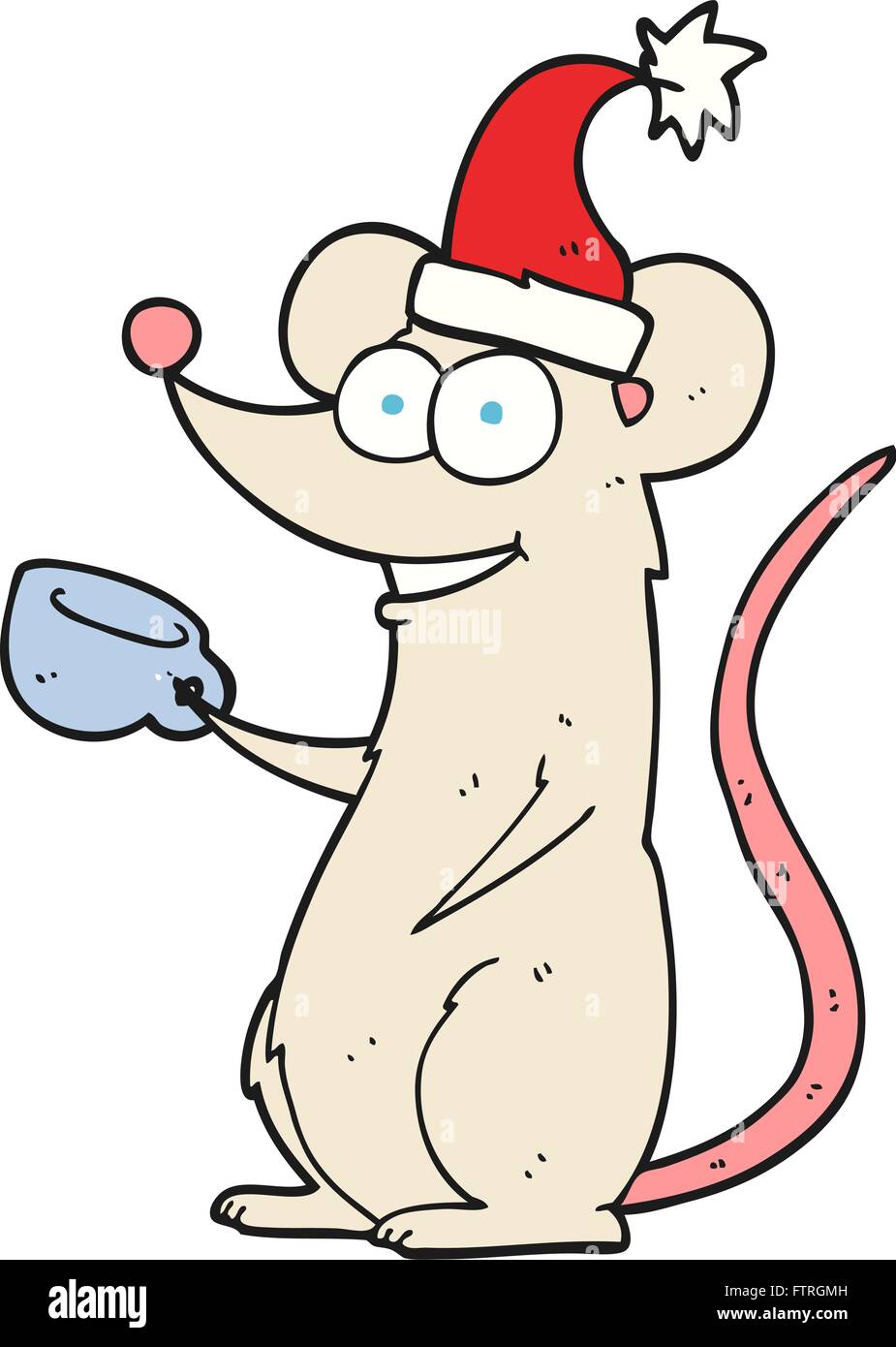 freehand drawn cartoon mouse wearing christmas hat Stock Vector Image ...