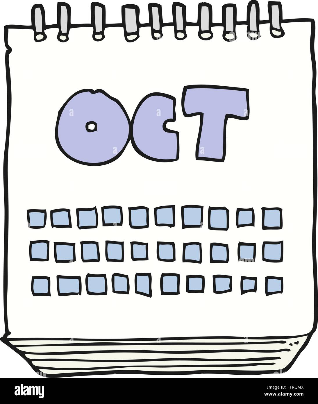 freehand drawn cartoon calendar showing month of october Stock Vector ...