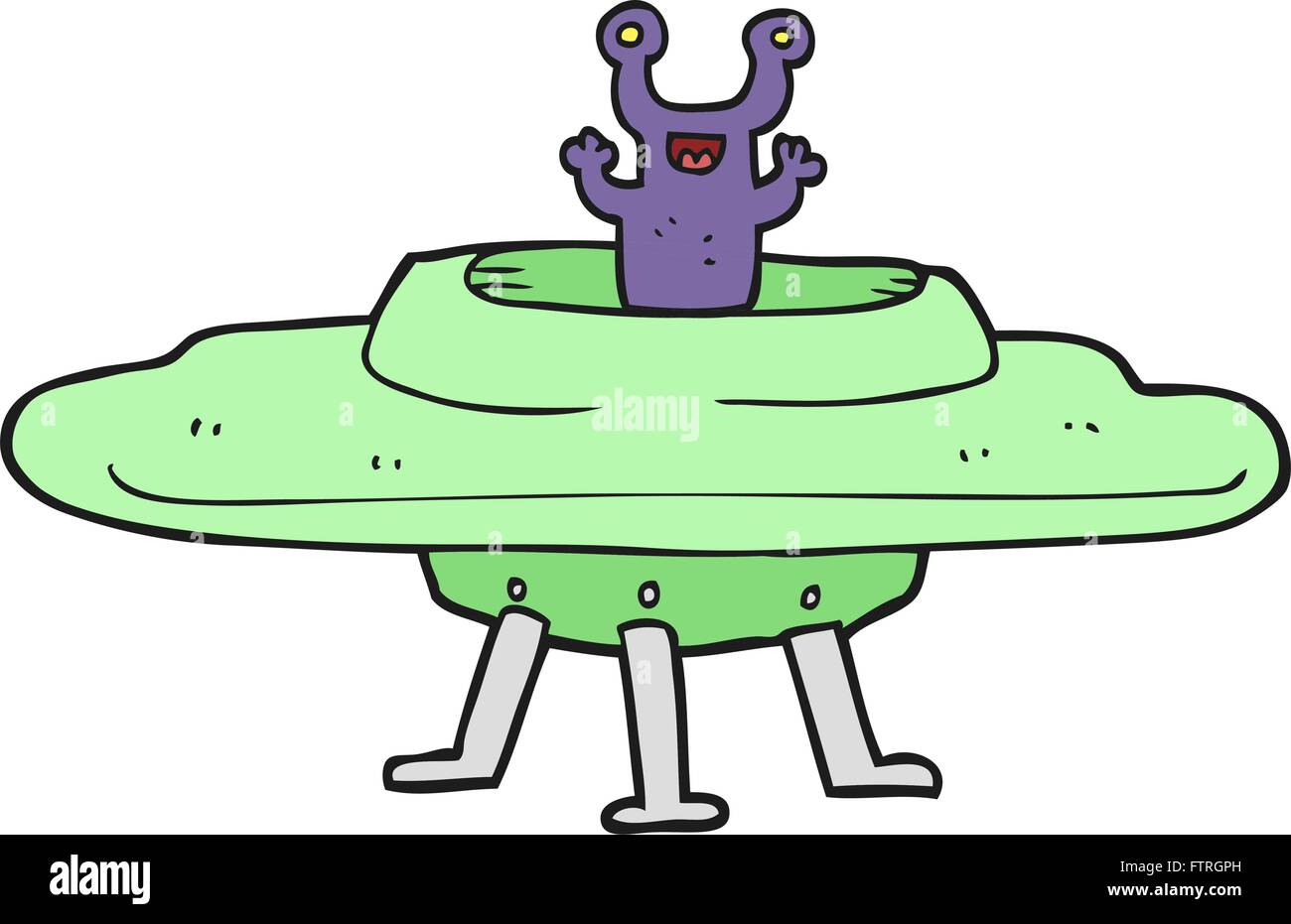 freehand drawn cartoon flying saucer Stock Vector Image & Art - Alamy