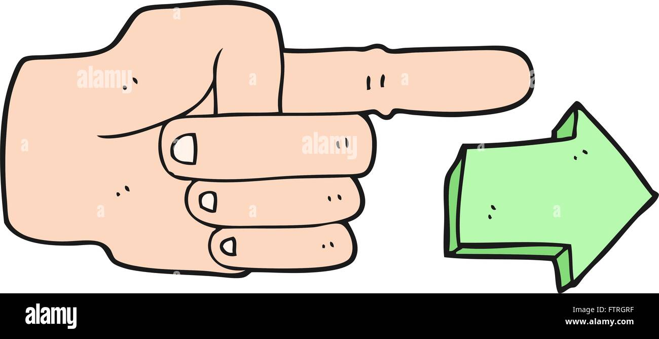 freehand drawn cartoon pointing hand with arrow Stock Vector Image ...