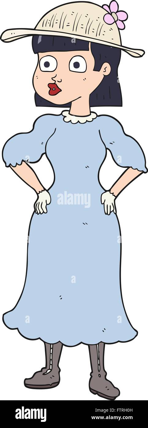 freehand drawn cartoon woman in sensible dress Stock Vector Image & Art ...