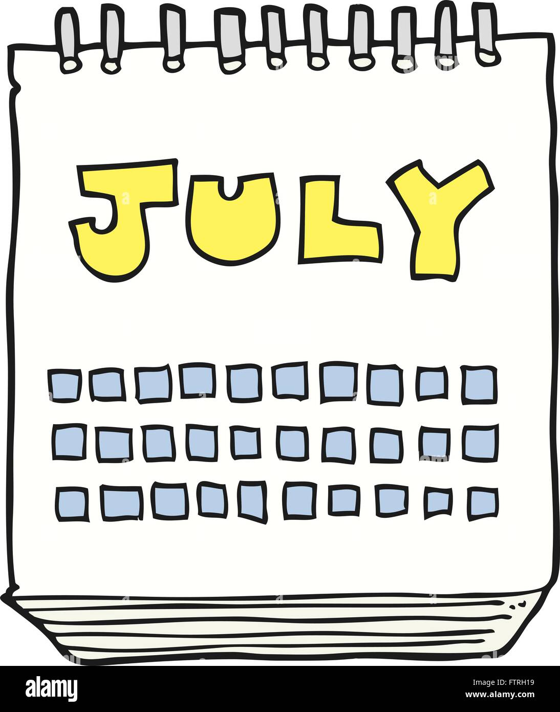 freehand drawn cartoon calendar showing month of July Stock Vector ...