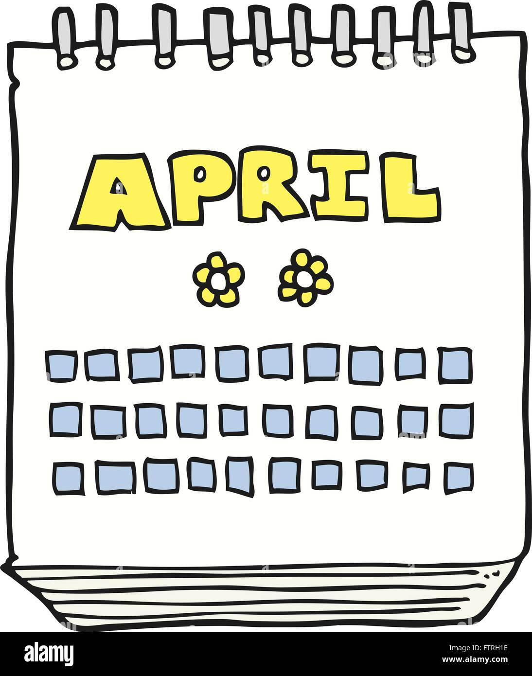 freehand drawn cartoon calendar showing month of April Stock Vector ...