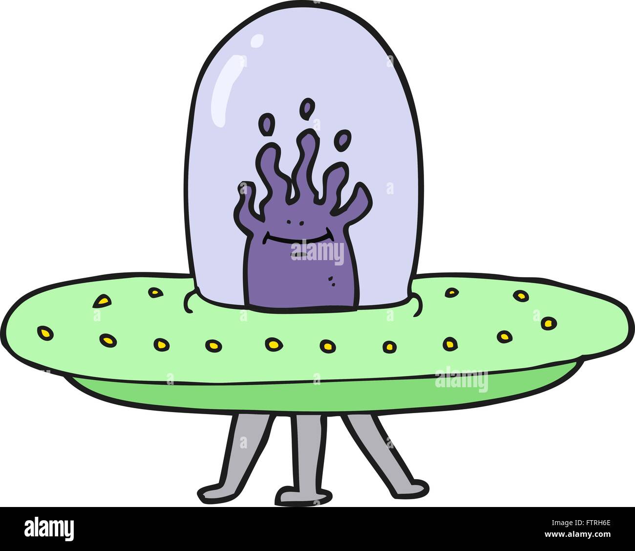 freehand drawn cartoon flying saucer Stock Vector Image & Art - Alamy