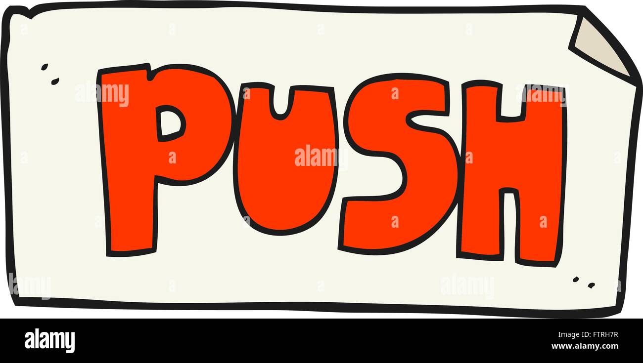 freehand drawn cartoon push door sign Stock Vector Image & Art - Alamy