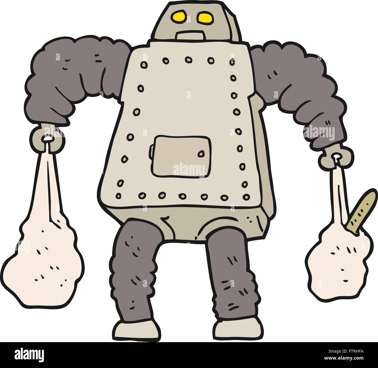 freehand drawn cartoon robot carrying shopping Stock Vector Image & Art ...