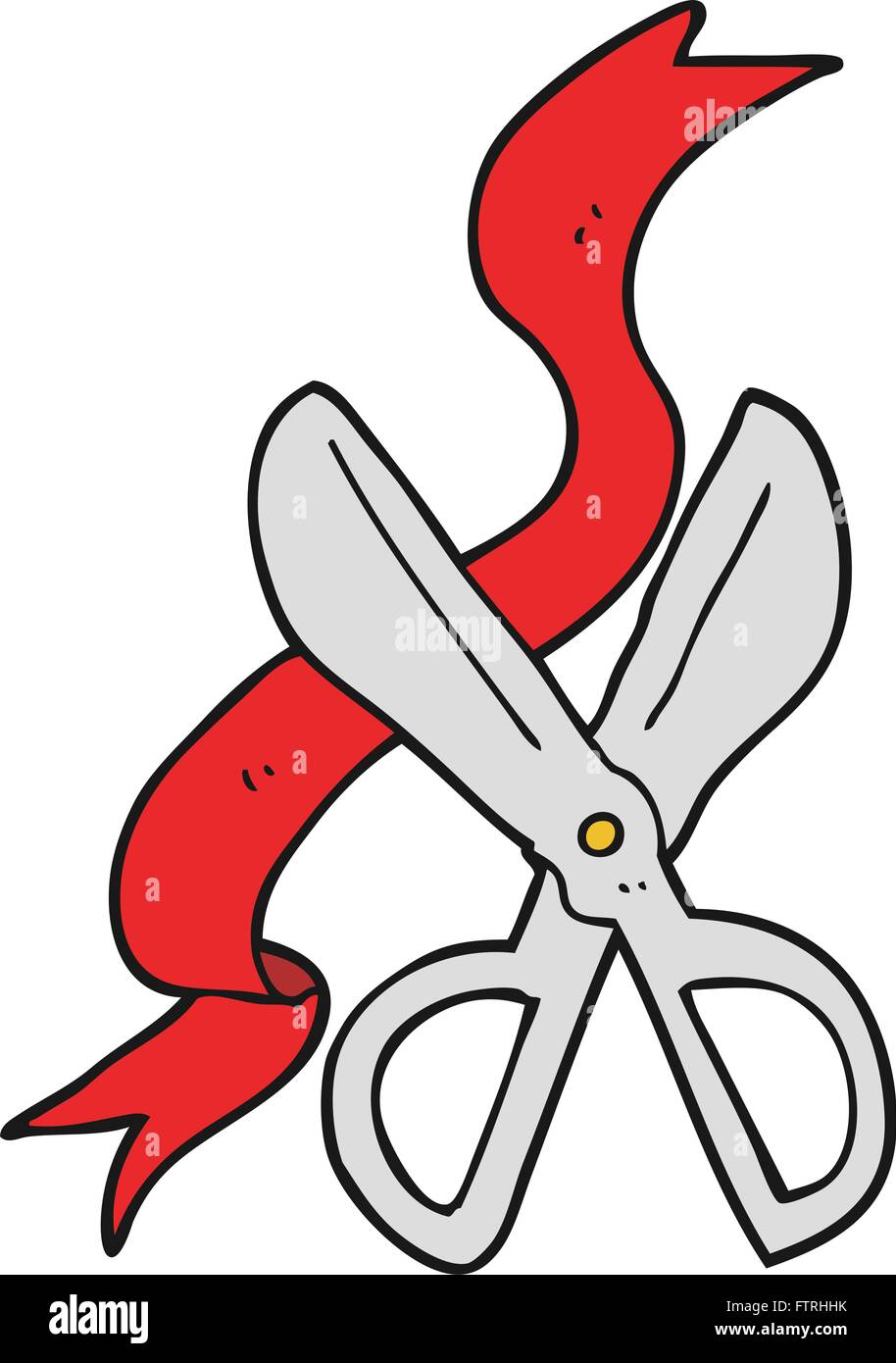 freehand drawn cartoon scissors cutting ribbon Stock Vector Image & Art ...