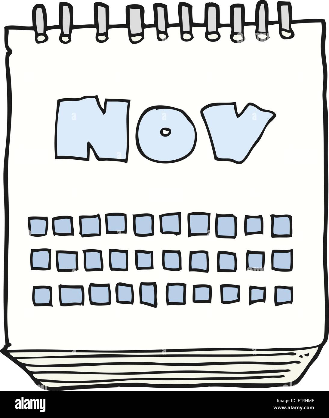 freehand drawn cartoon calendar showing month of november Stock Vector ...