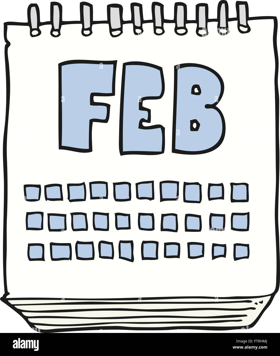 freehand drawn cartoon calendar showing month of february Stock Vector ...