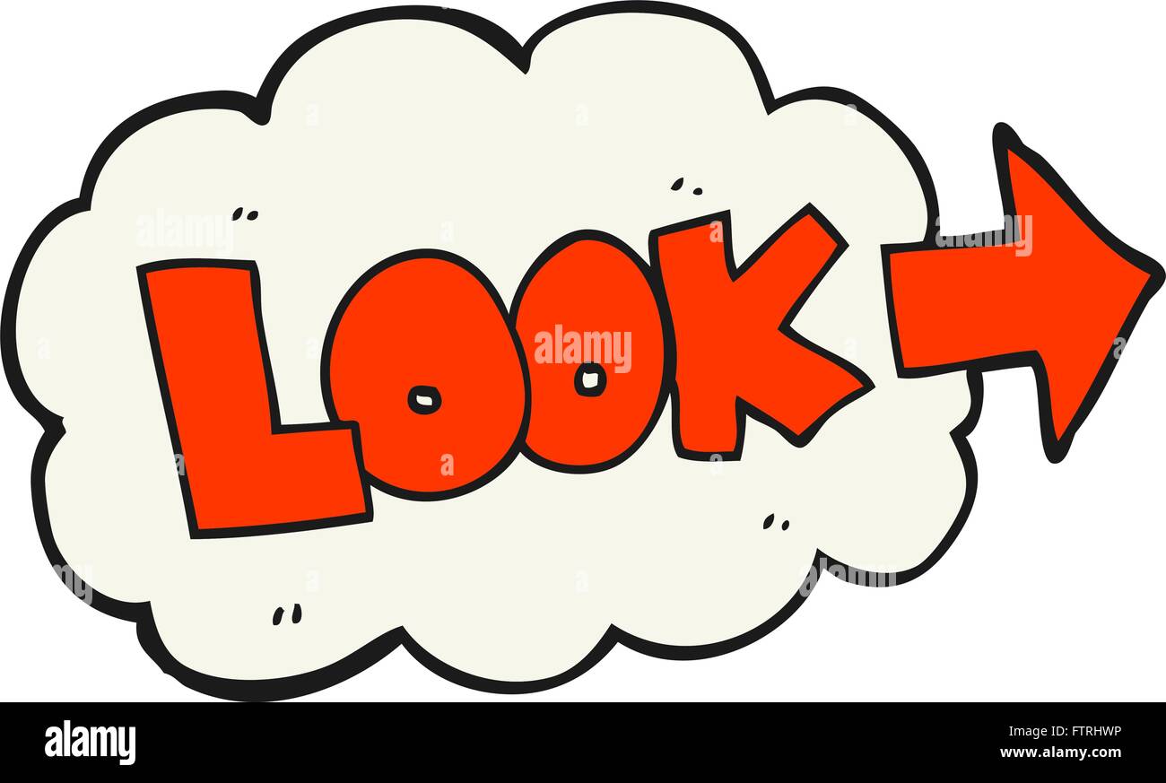 freehand drawn cartoon look pointing sign Stock Vector Image & Art - Alamy