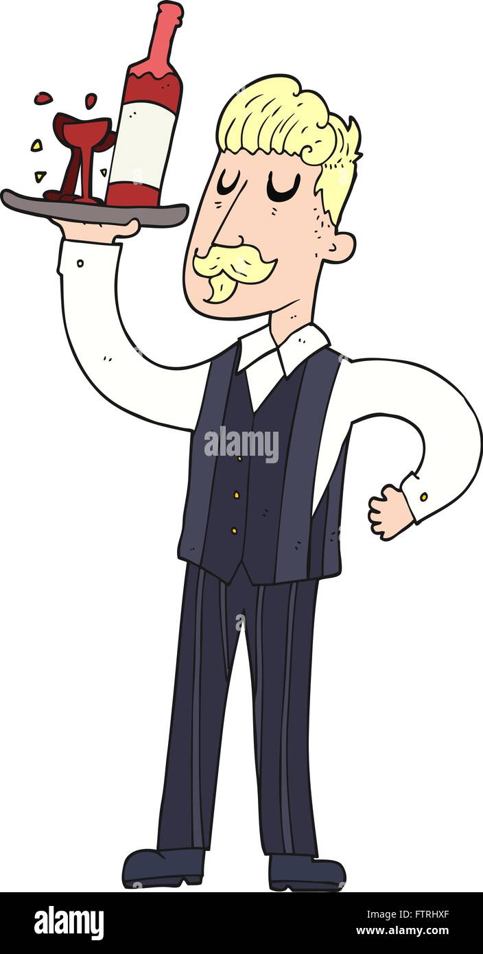 Cartoon waiter funny doodle illustration hi-res stock photography and ...