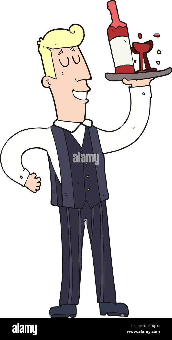 Cartoon waiter funny doodle illustration hi-res stock photography and ...