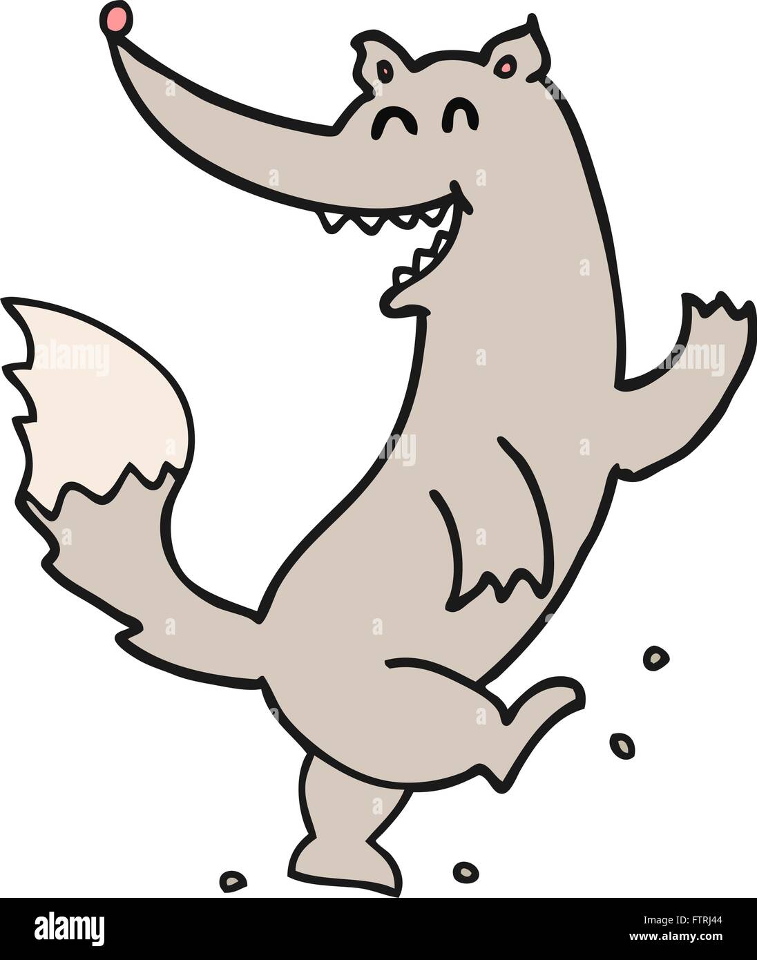 freehand drawn cartoon happy wolf dancing Stock Vector Image & Art - Alamy