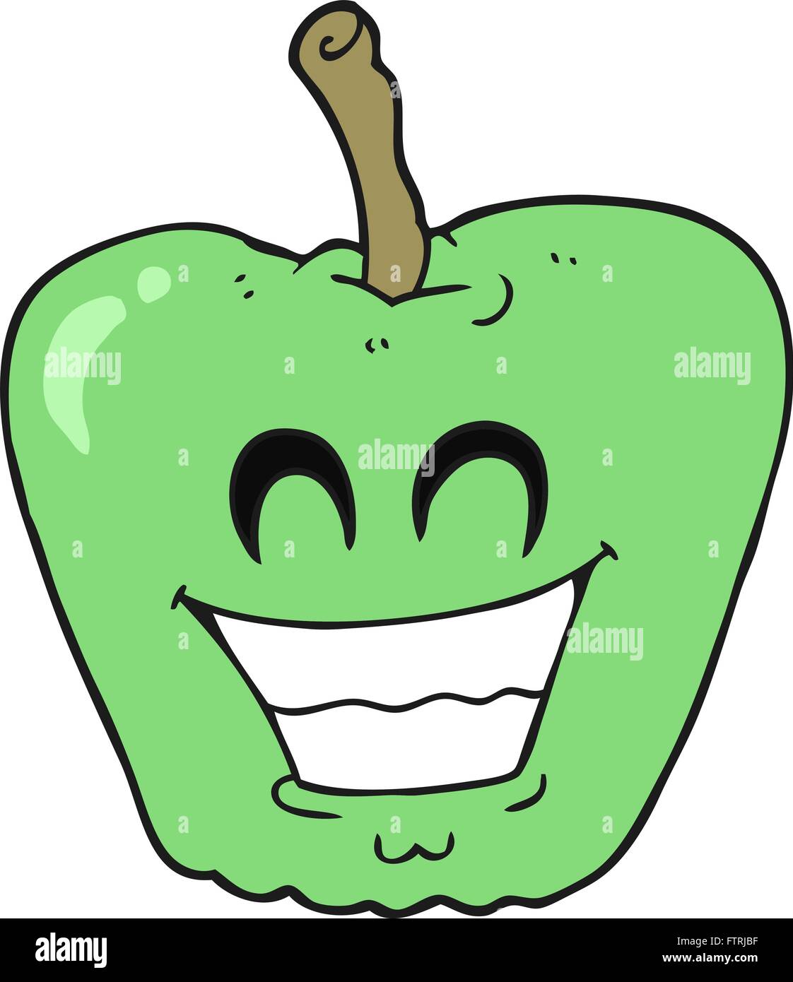 freehand drawn cartoon grinning apple Stock Vector Image & Art - Alamy