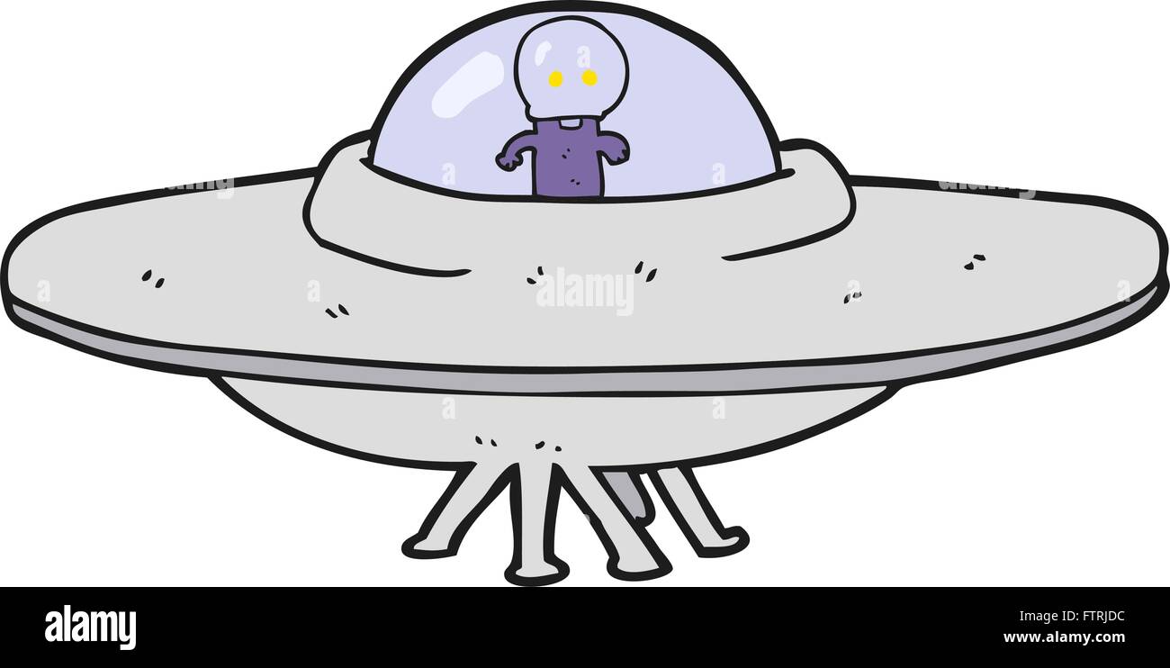 freehand drawn cartoon alien flying saucer Stock Vector Image & Art - Alamy