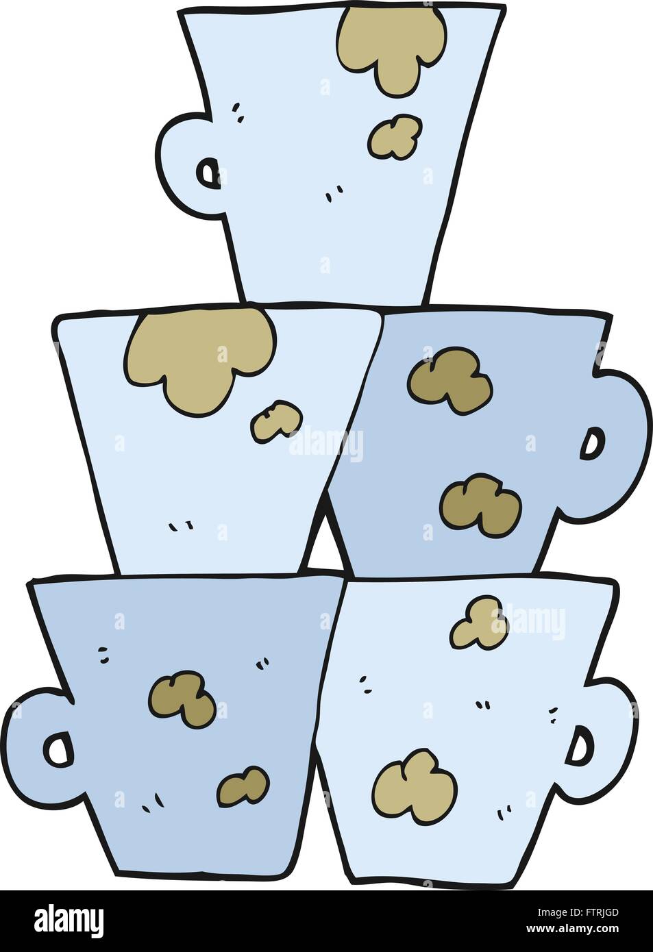 freehand drawn cartoon stack of dirty coffee cups Stock Vector Image ...