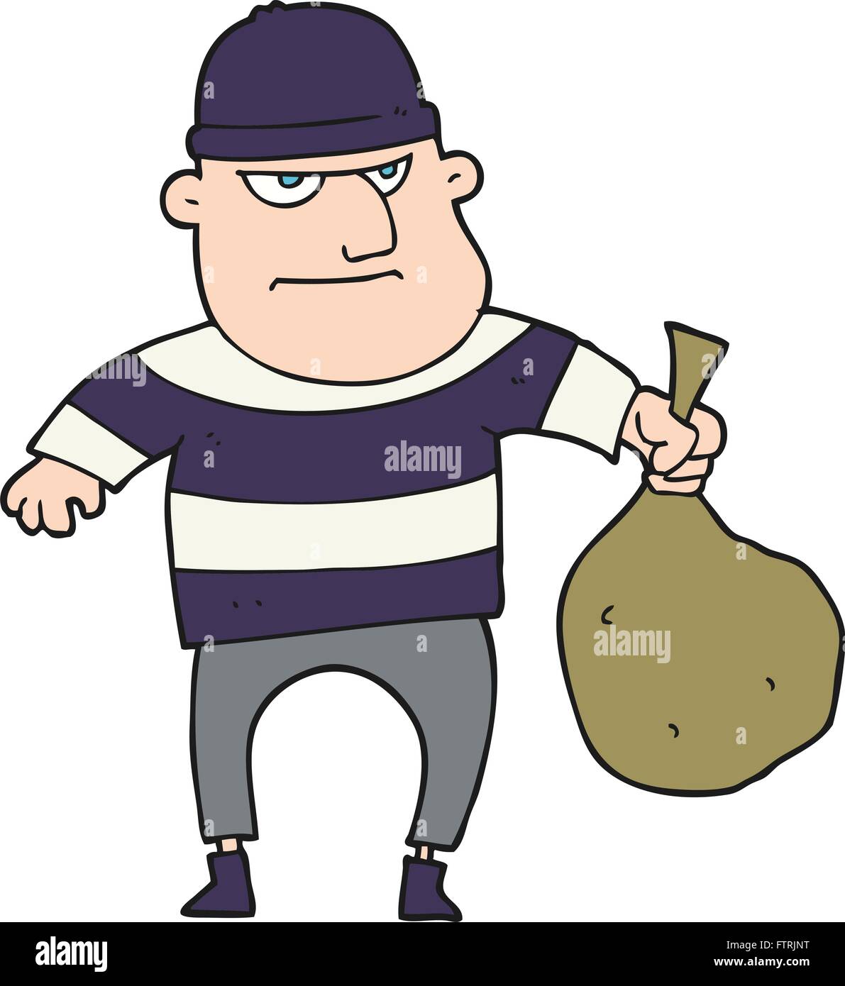 freehand drawn cartoon burglar with loot bag Stock Vector Image & Art ...