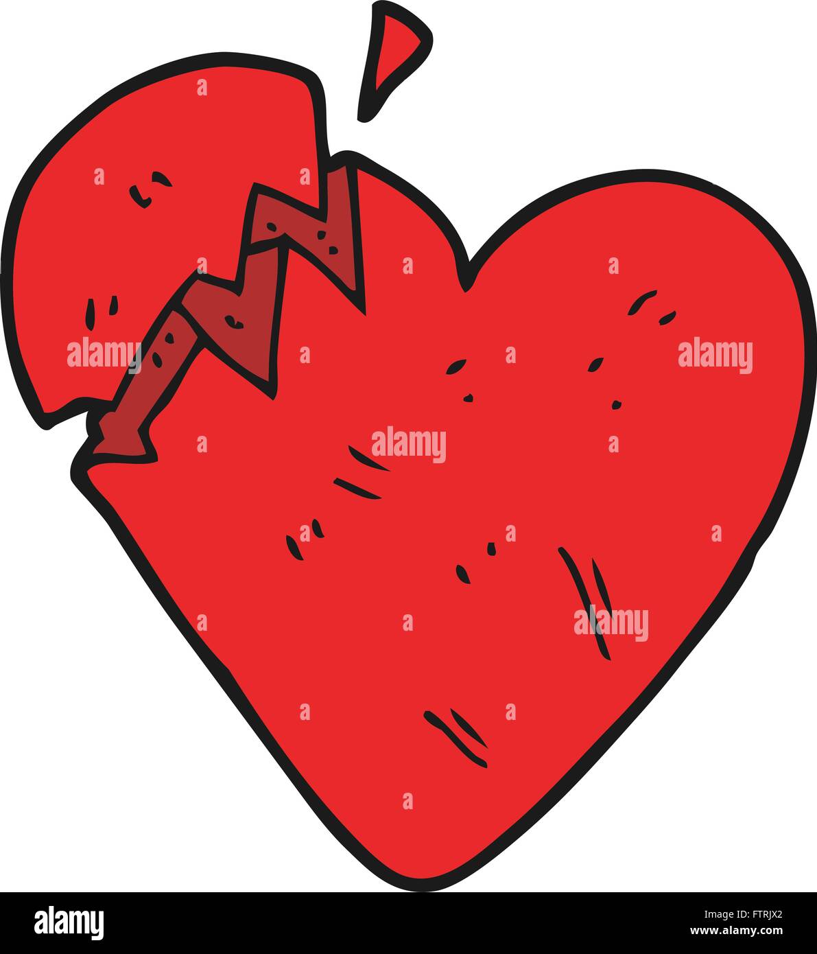 freehand drawn cartoon broken heart Stock Vector Image & Art - Alamy
