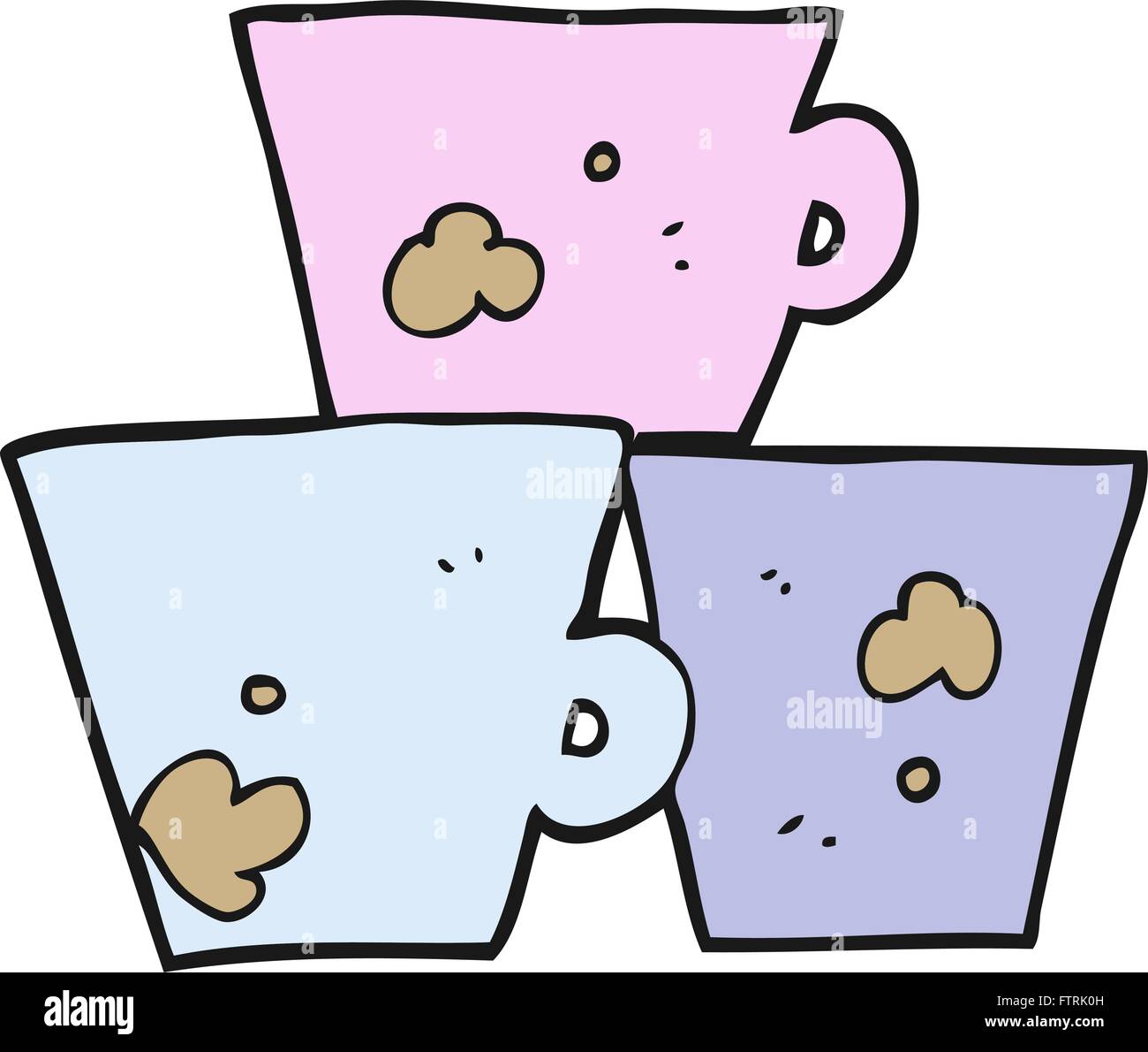 freehand drawn cartoon stack of coffee cups Stock Vector Image & Art ...