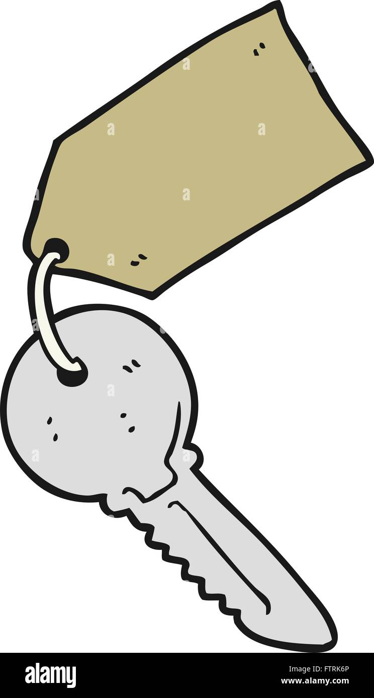 freehand drawn cartoon key with tag Stock Vector Image & Art - Alamy