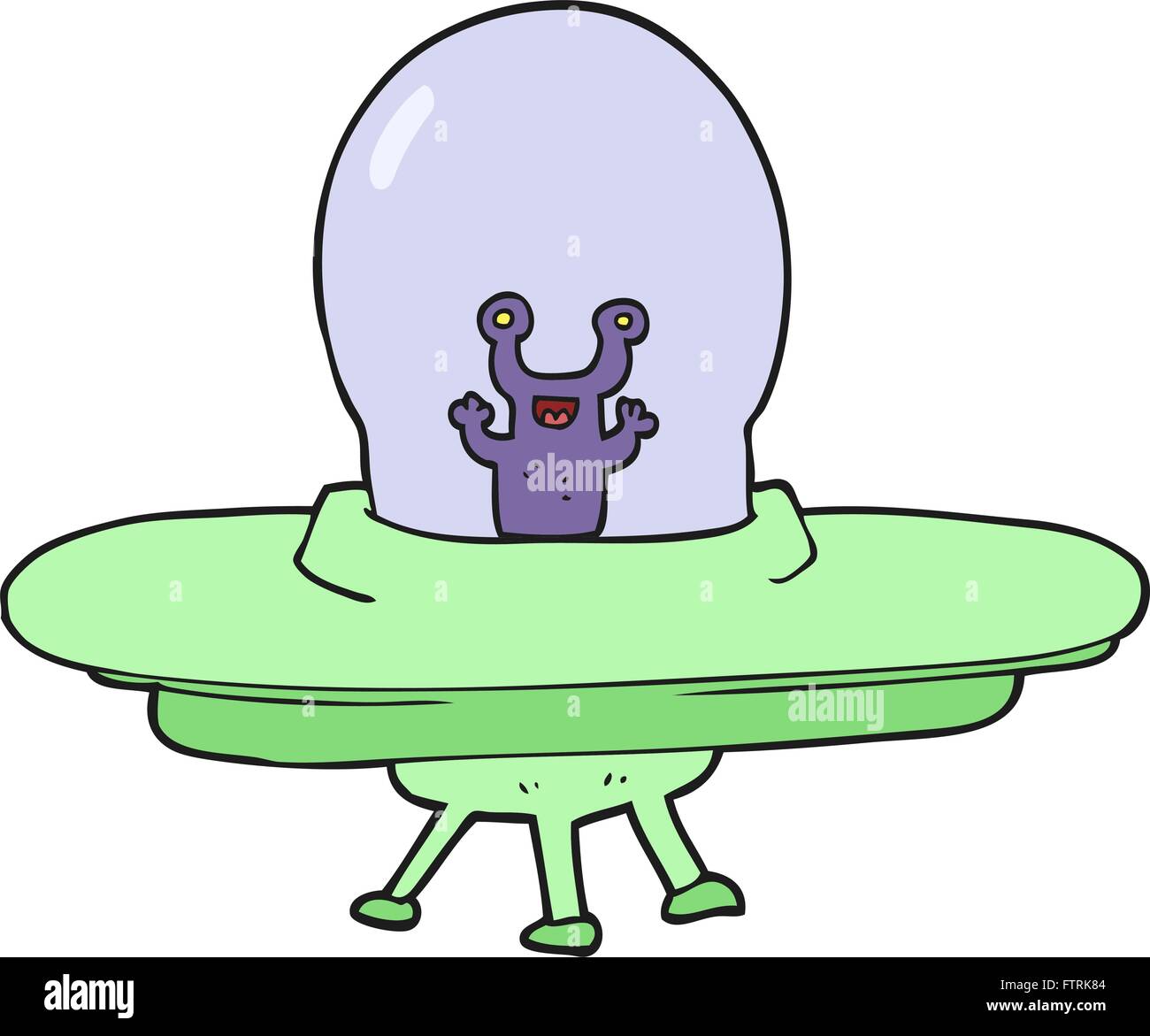 freehand drawn cartoon alien spaceship Stock Vector Image & Art - Alamy