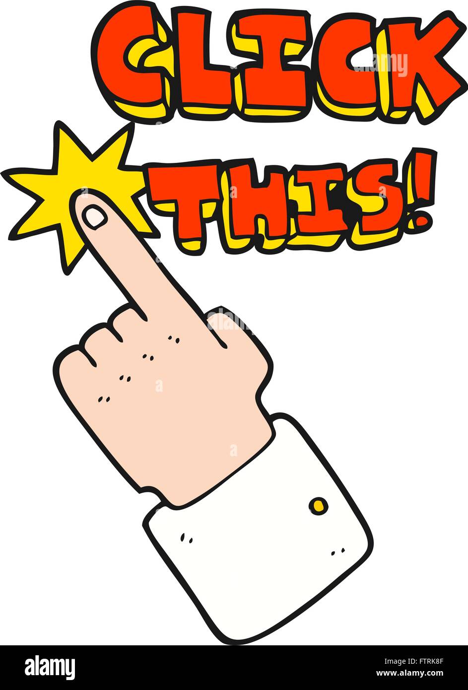 freehand drawn cartoon click this symbol with hand Stock Vector Image ...