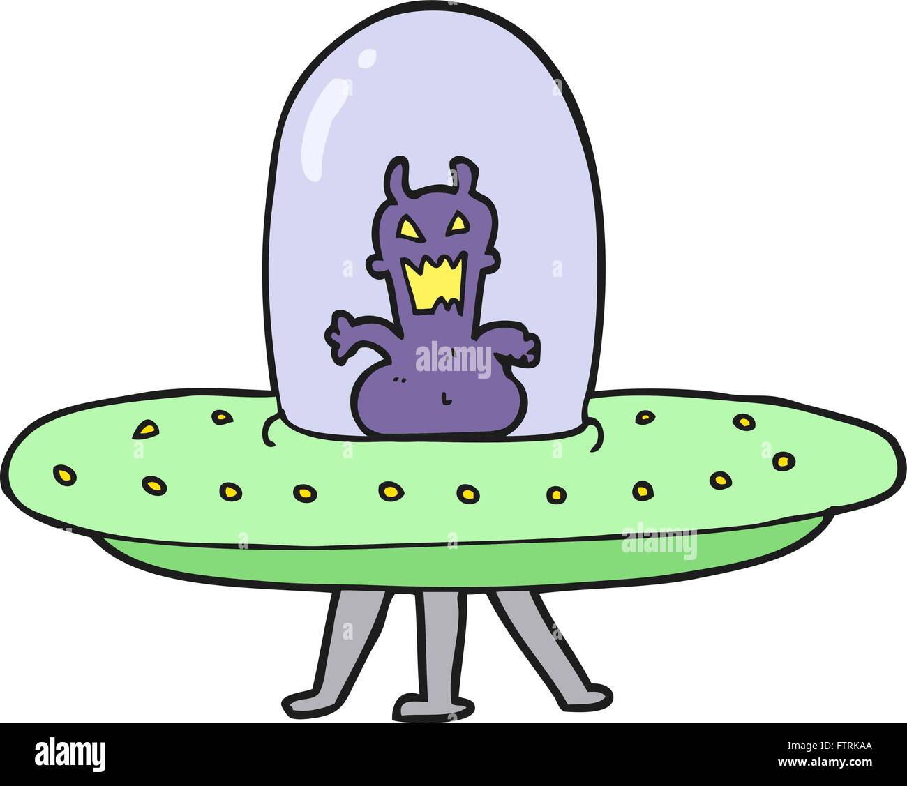 Cartoon Alien In Flying Saucer Stock Photos & Cartoon Alien In Flying ...