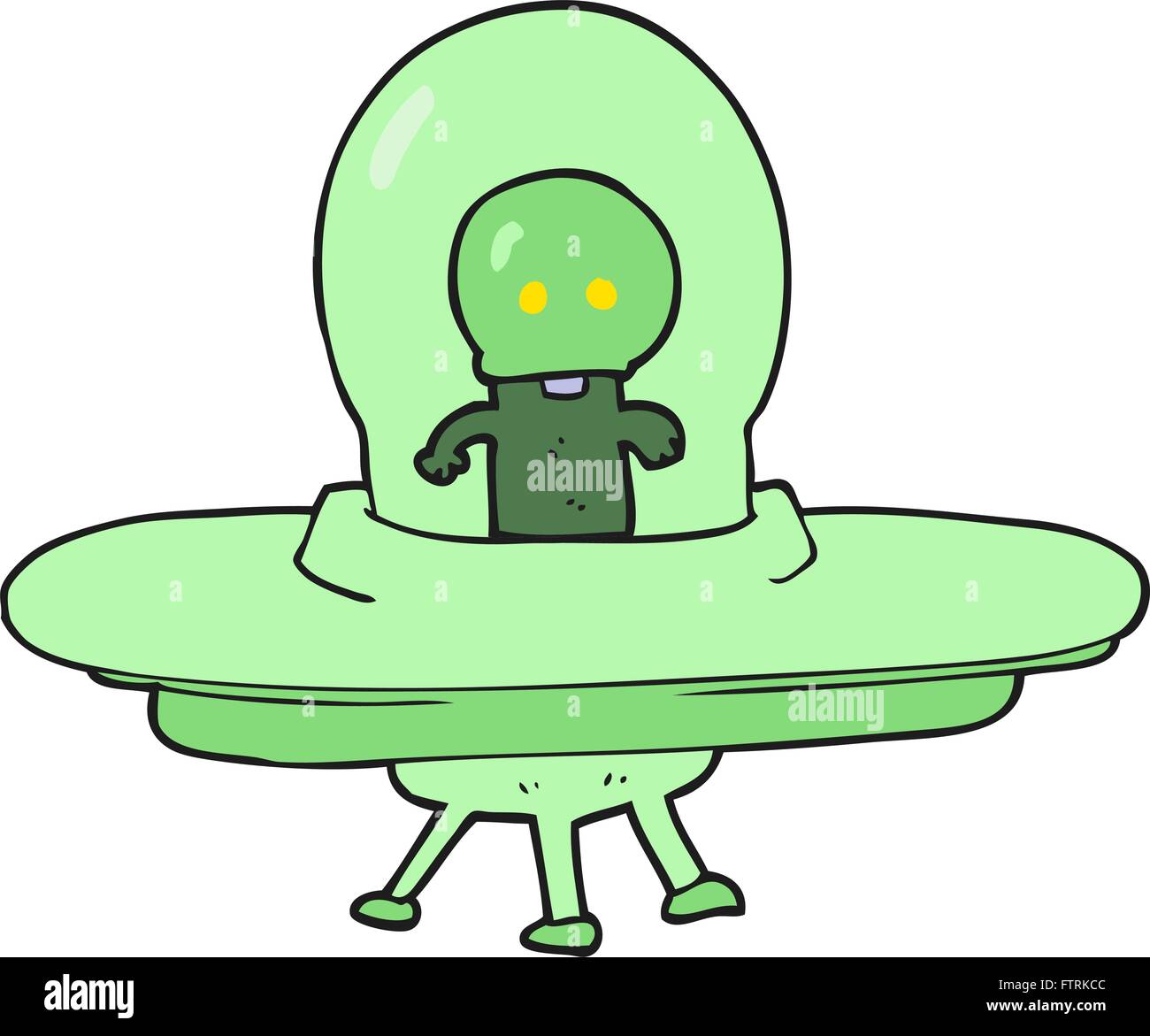 freehand drawn cartoon alien in flying saucer Stock Vector Image & Art ...