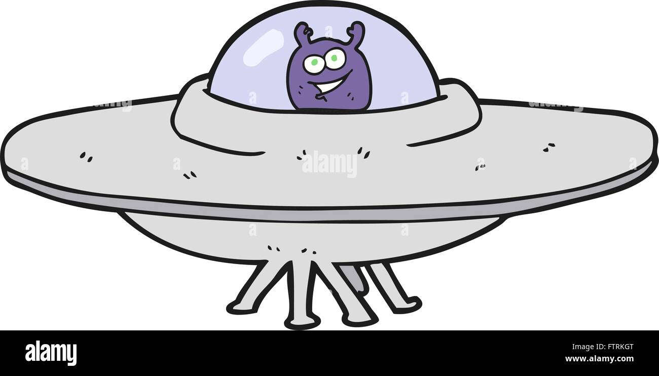 freehand drawn cartoon flying saucer Stock Vector Image & Art - Alamy