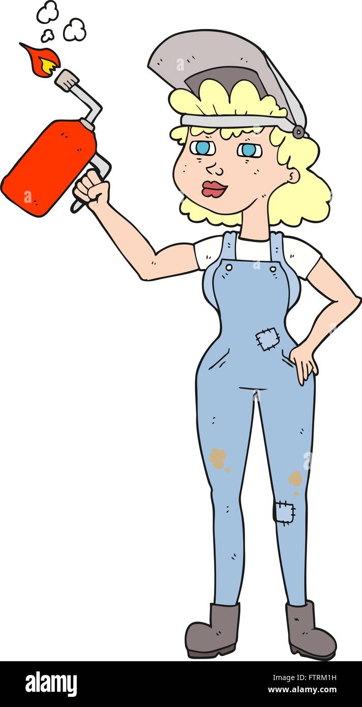 freehand drawn cartoon woman welding Stock Vector Image & Art - Alamy