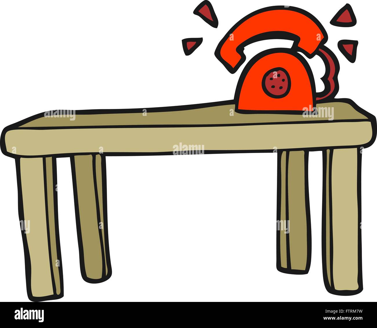 freehand drawn cartoon phone ringing on desk Stock Vector Image & Art ...