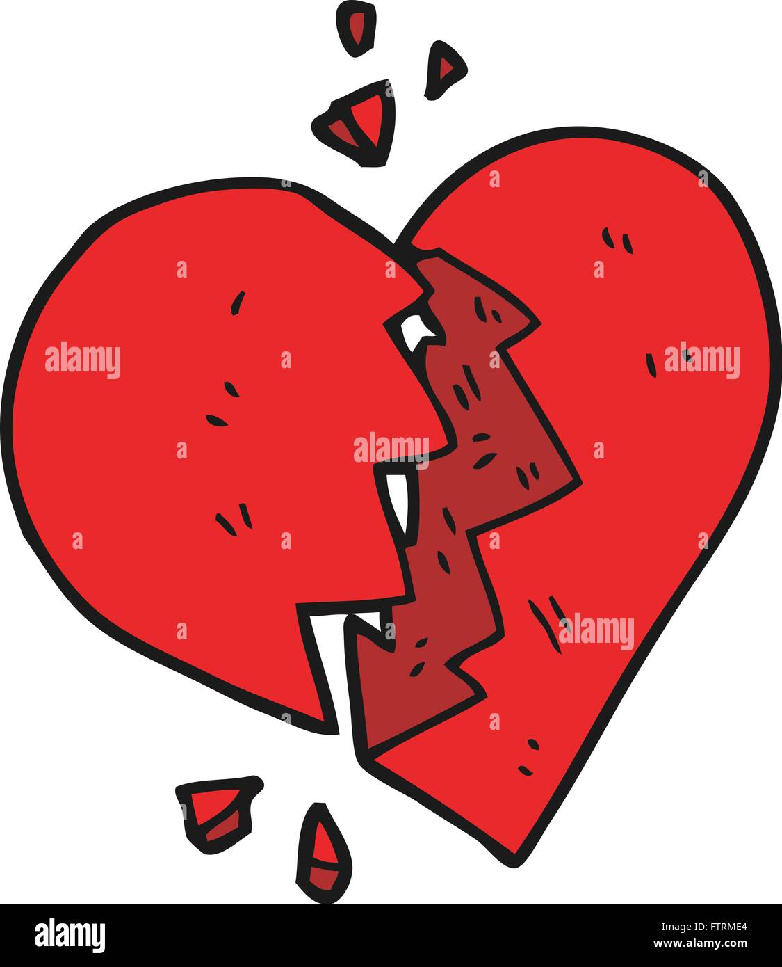 freehand drawn cartoon broken heart Stock Vector Image & Art - Alamy