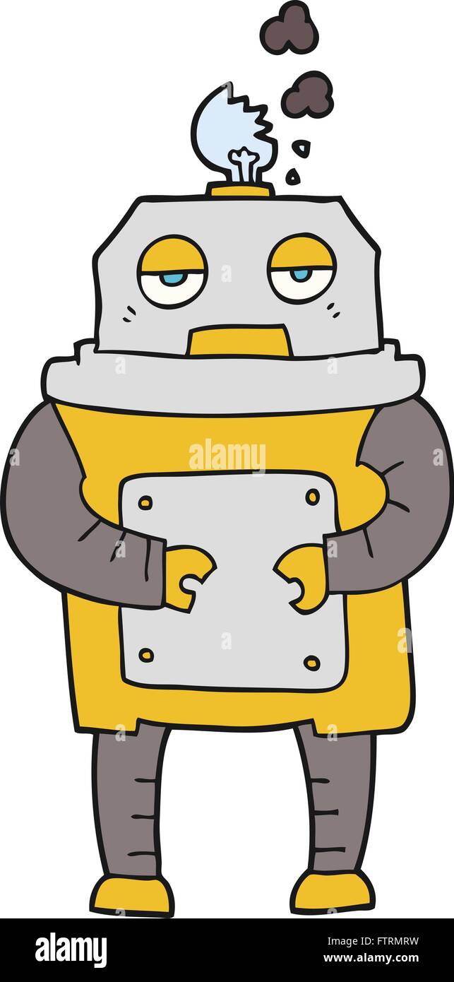 freehand drawn cartoon broken robot Stock Vector Image & Art - Alamy