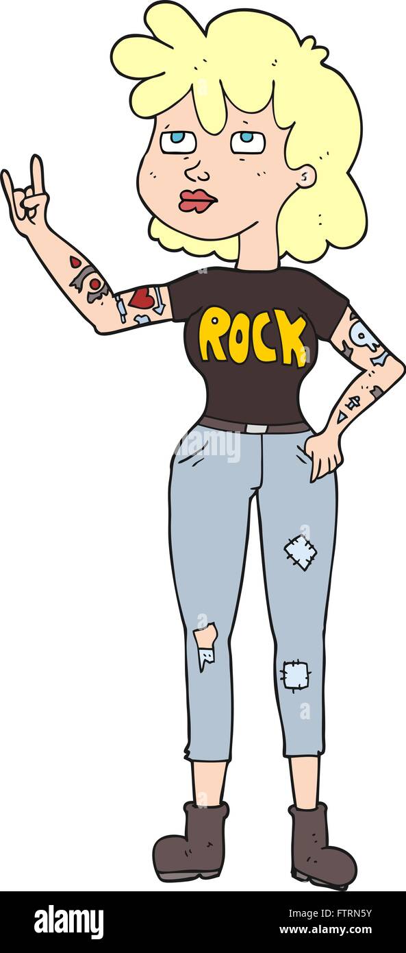 freehand drawn cartoon rocker girl Stock Vector Image & Art - Alamy