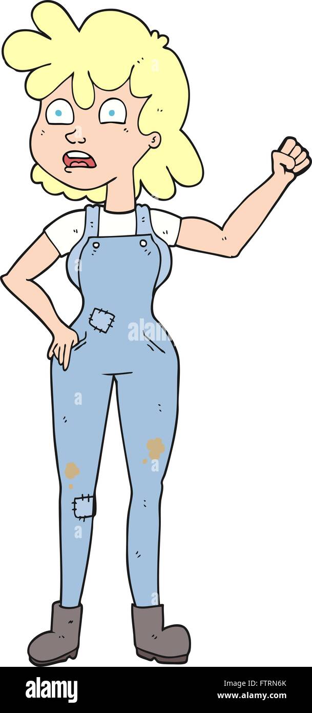 freehand drawn cartoon woman shaking fist Stock Vector Image & Art - Alamy